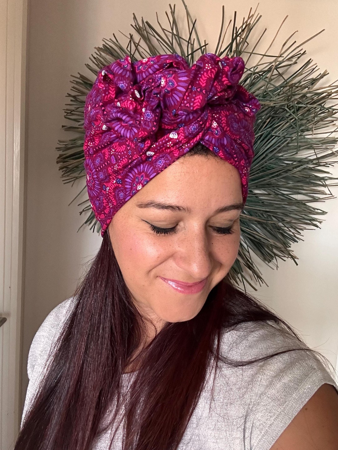 Mosaic Magenta’s Wired Full Head Cover Turban Boho Style Headwrap ...