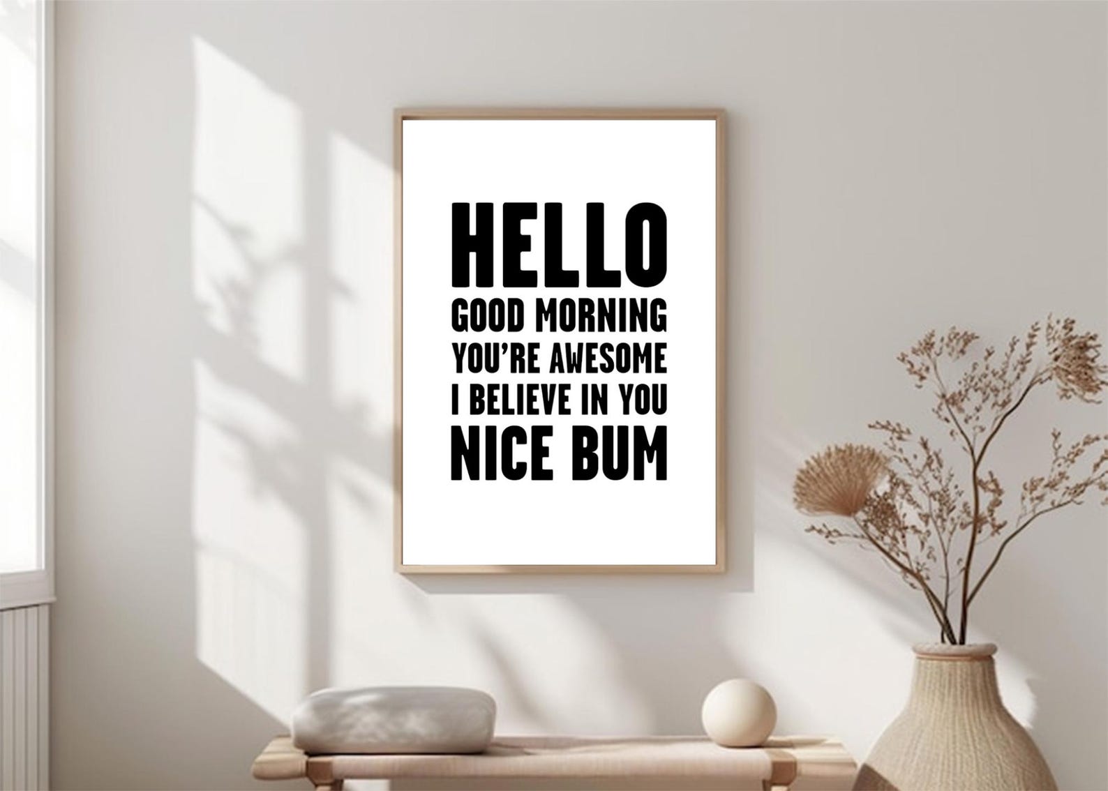 Hello Youre Awesome Nice Bum Bathroom Art Print Wall Decer Poster - Etsy