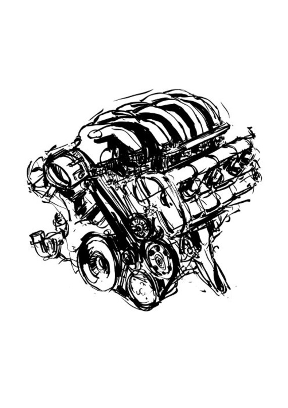 V8 Engine Sketch