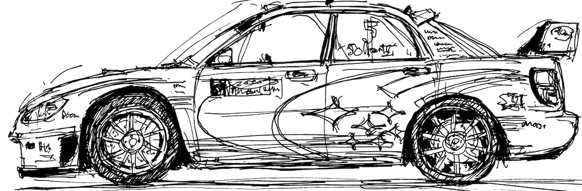 Subaru Impreza Wrc Drawing A4 Size Printable Wall Art - Etsy