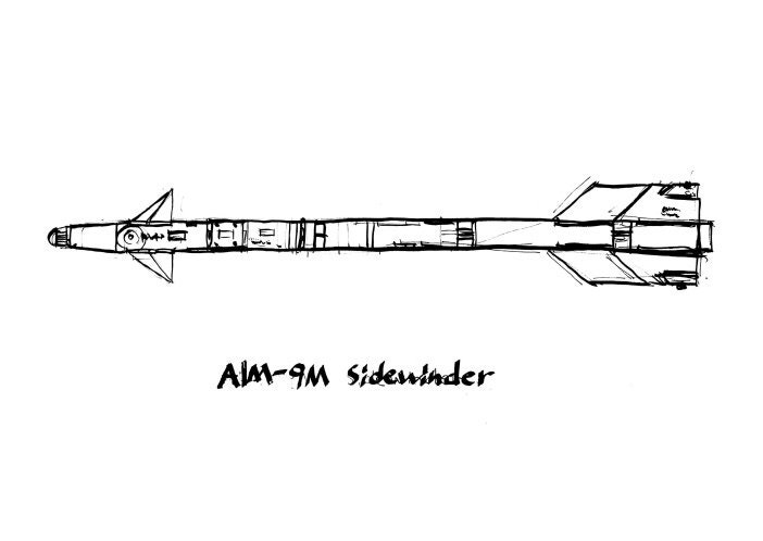 Aim-9 sidewinder drawing a4 size printable | Etsy