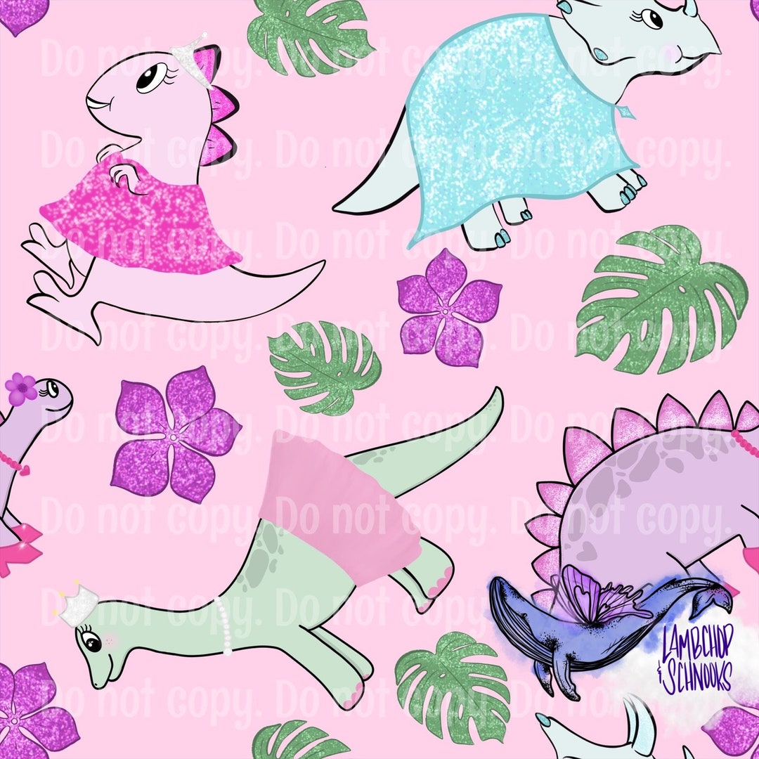 Princess Dinosaurs Seamless Hand Drawn - Etsy