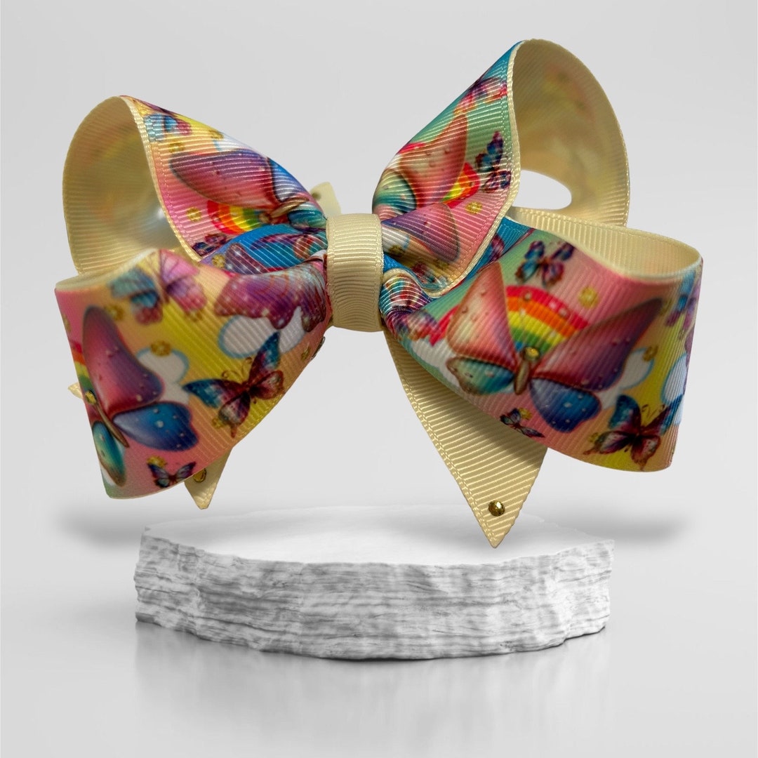 Doubled Faced, 5' Inch Bow for Girls. Cartoon Animal Insect Butterfly ...
