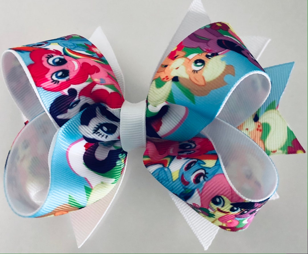 Double Faced White and Blue. 5 Inch Hair Bow for Girls. Grosgrain ...