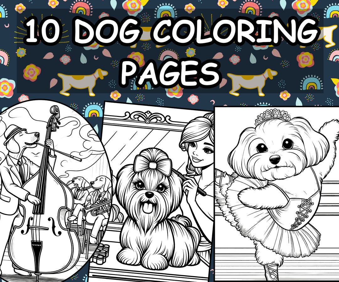 Dog Coloring Pages for Adults | Stress Relieve | Instant Download I ...