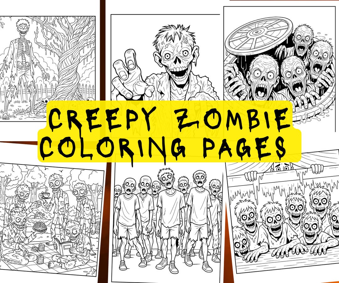 Halloween Coloring Book, Unique Zombie Art, Spooky Halloween Printable ...