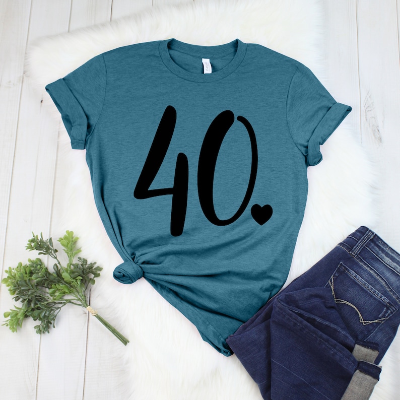 Hello 40 Heart Shirt, 40th Birthday Shirt, Fortieth Birthday Shirt ...