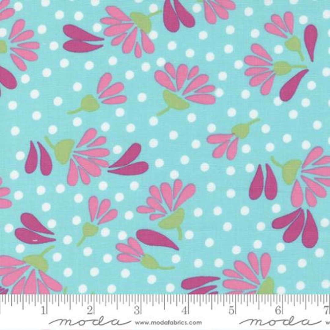 Picnic Pop Awesome Aqua Fabric 2 1/2 YARD PIECE Moda Me & My Sister ...