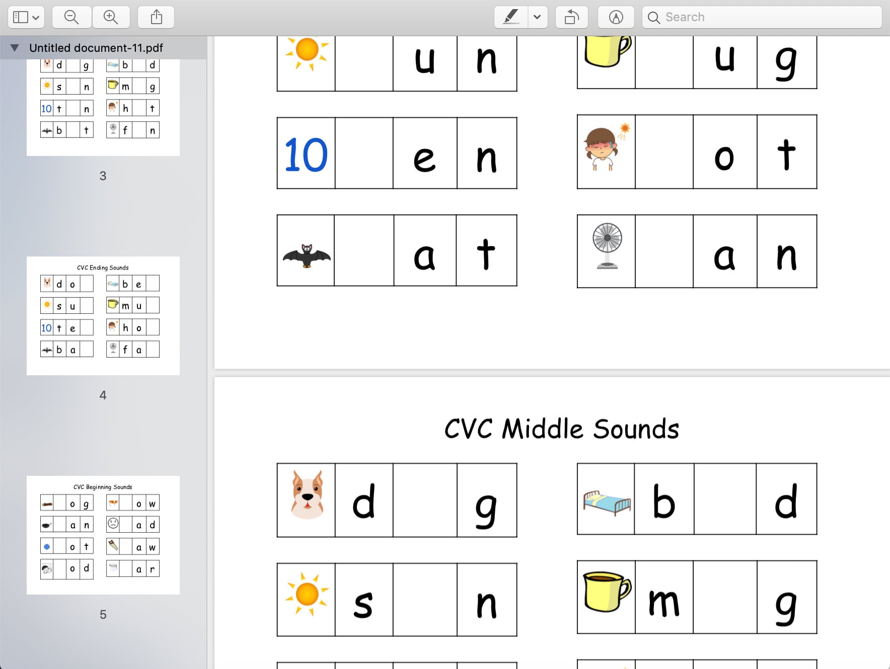 CVC Beginning, Middle, End Sound Worksheets - Etsy