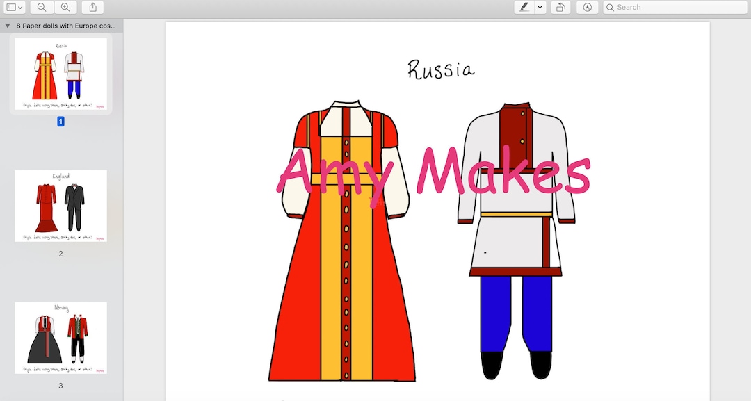 Eight Paper Dolls + Traditional European Clothing - Etsy