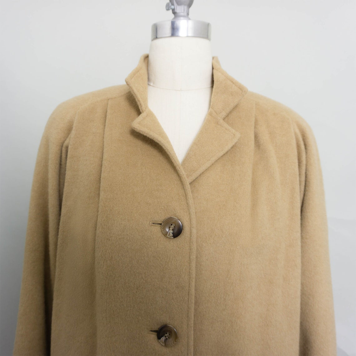 Vintage Camel Hair Overcoat: Pleated Long Coat, Size S/M - Etsy