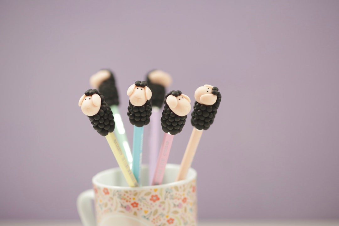 Animal Sheep Pen Topper Pencil Figurines for Pen Attachment Cup Polymer ...