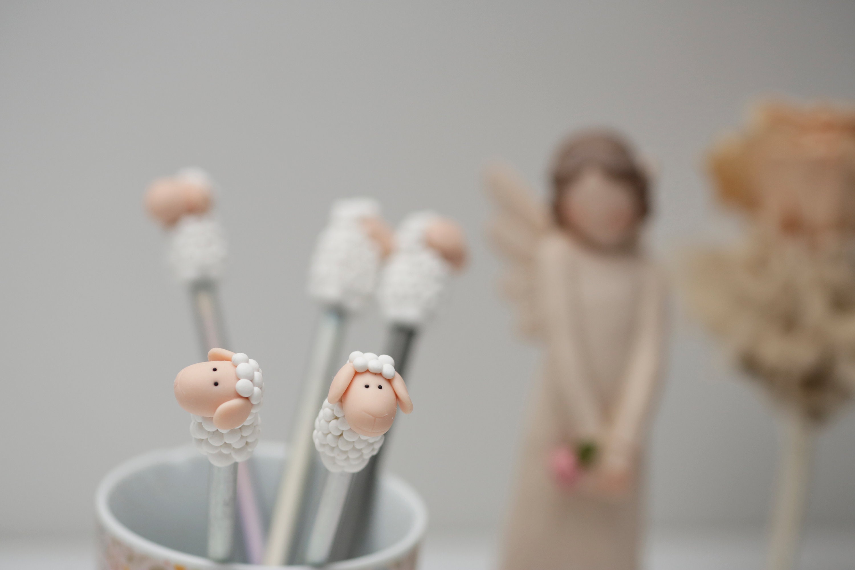 Animal Sheep Pen Topper Pencil Figurines for Pen Attachment Cup Polymer ...
