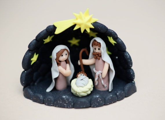 Christmas Nativity Set Polymer Clay Fimo Handmade Cute Special | Etsy