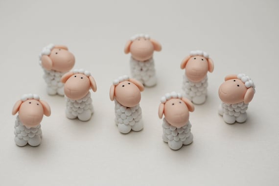 Animal Figurines Sheep Polymer Clay Fimo Statuette Christmas - Etsy