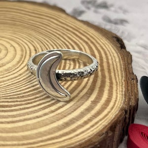 Moon and Stars Sterling Silver Ring, Gothic Birthday Gift, Celestial ...