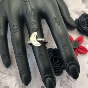 Moon and Stars Sterling Silver Ring, Gothic Birthday Gift, Celestial ...