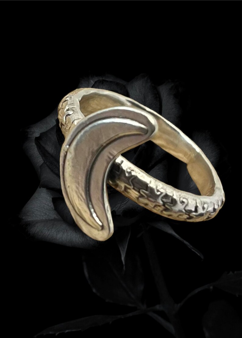 Moon and Stars Sterling Silver Ring, Gothic Birthday Gift, Celestial ...