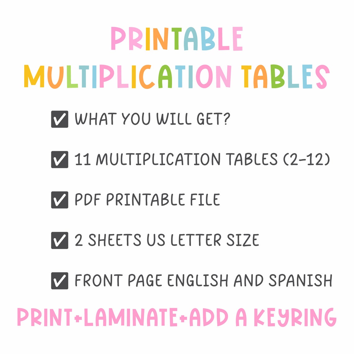 Multiplication Tables for Keychain, Princesses, Mathematics, Princesses ...