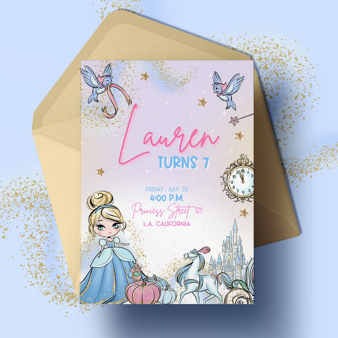 Cinderella Invitation, Cinderella Editable Template, Cinderella ...