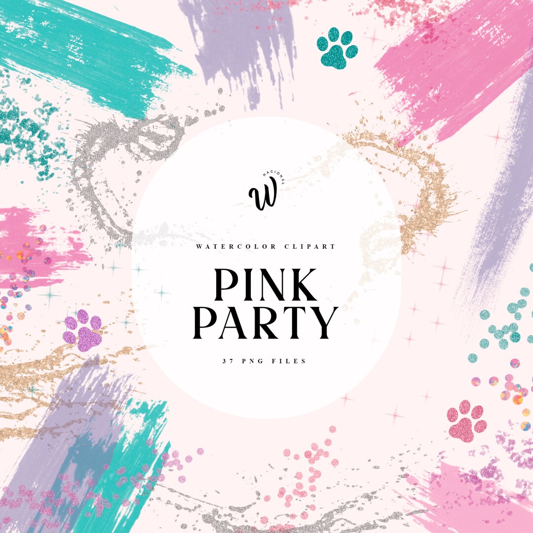 PINK PARTY Brush Stoke Clipart - Etsy