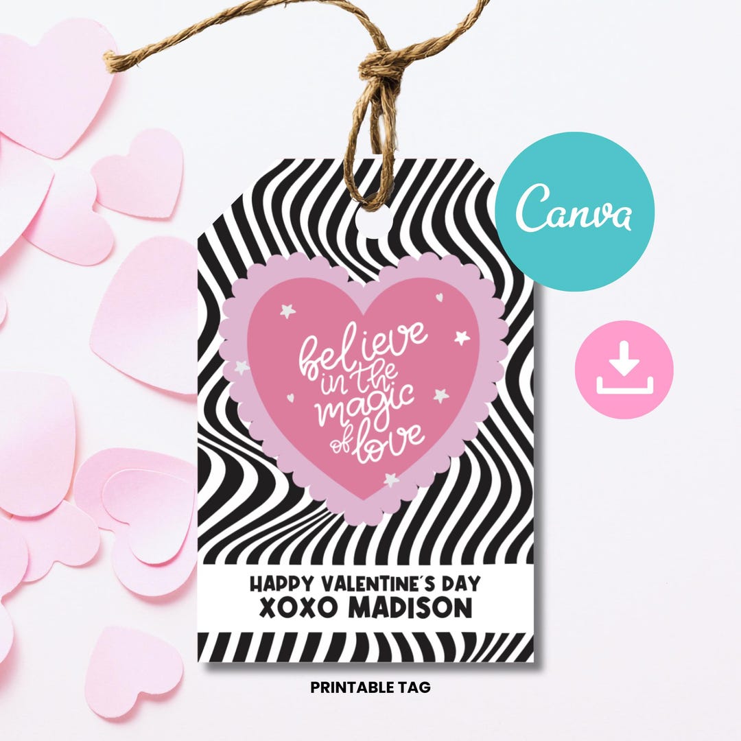 EDITABLE Valentine Gift Tags, Printable Valentine Tag, Valentines Gift ...