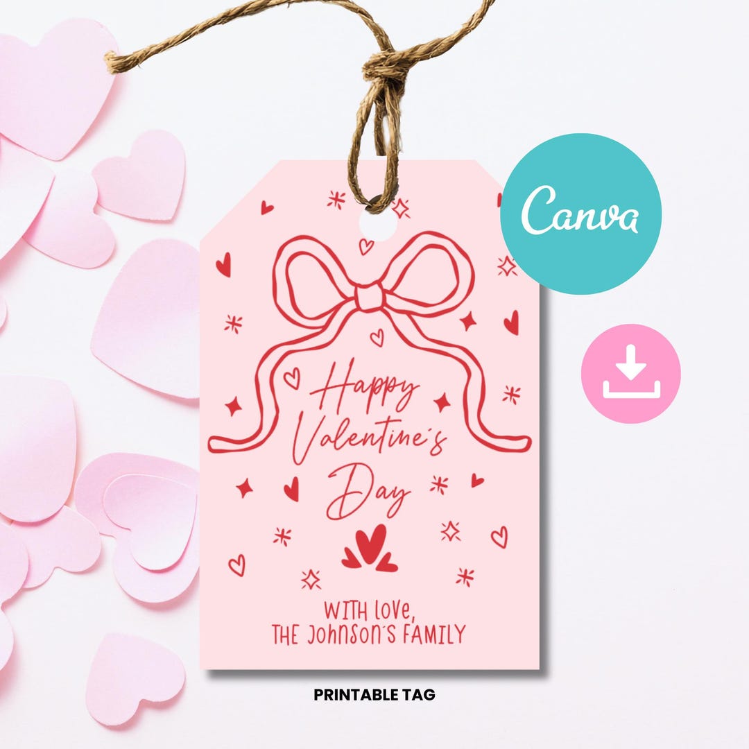 EDITABLE Valentine Gift Tags, Printable Valentine Tag, Valentines Gift ...