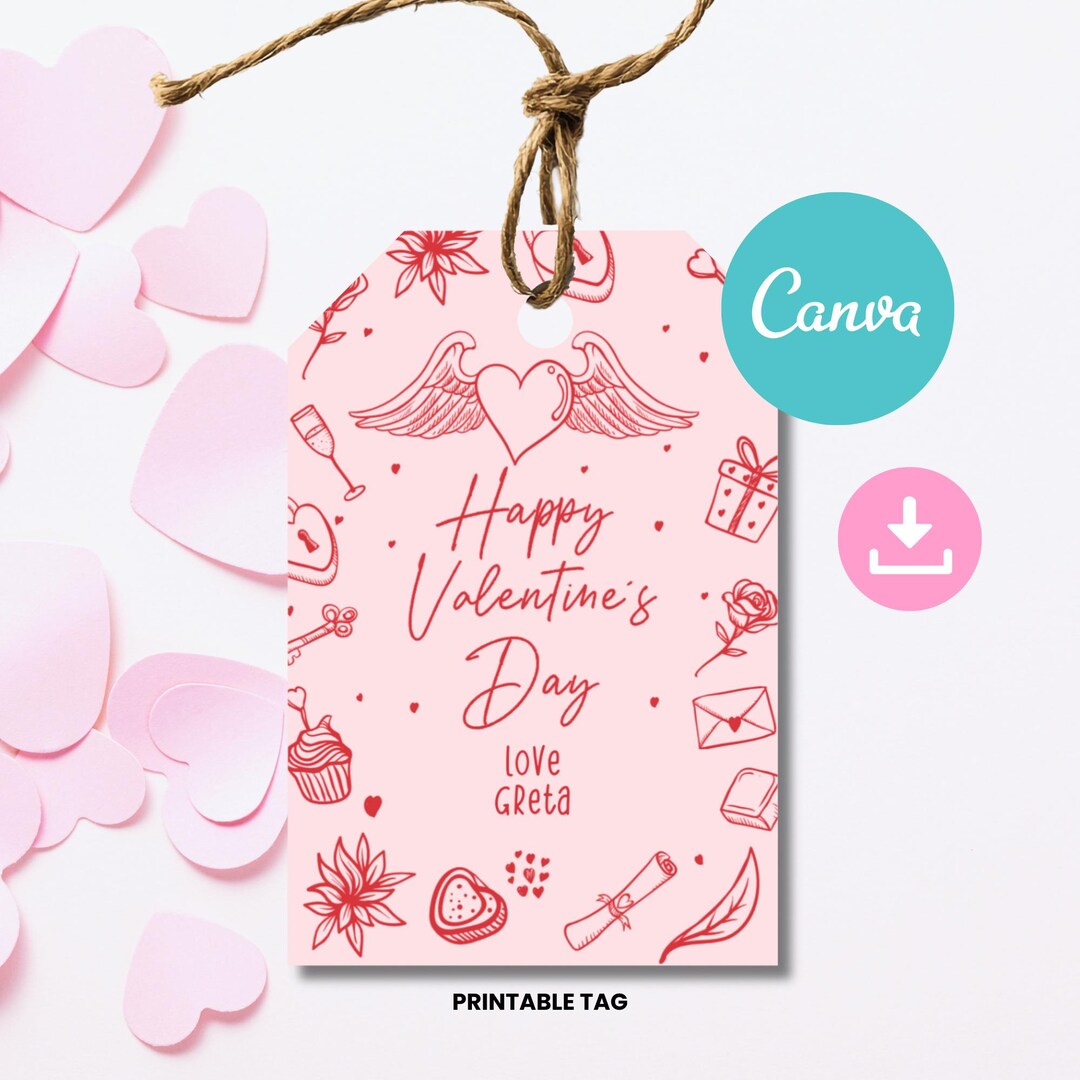 EDITABLE Valentine Gift Tags, Printable Valentine Tag, Valentines Gift ...