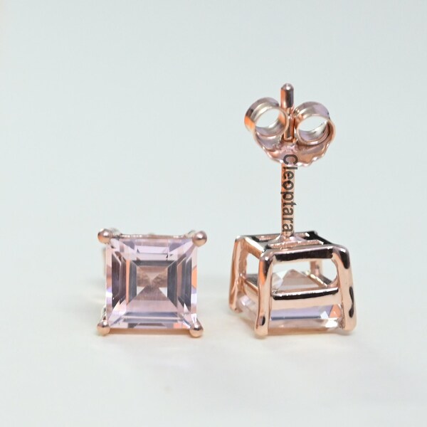 Rose Gold Square Stud Earrings - Etsy