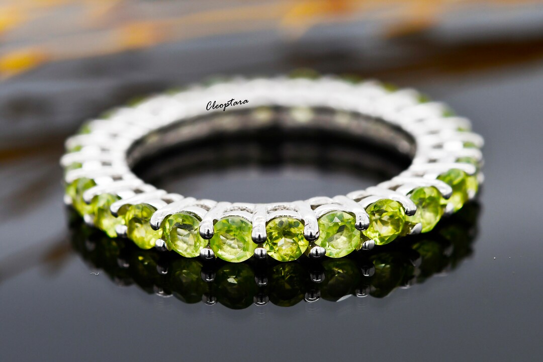 Handmade Peridot Band Round Peridot Wedding Band Proposal - Etsy
