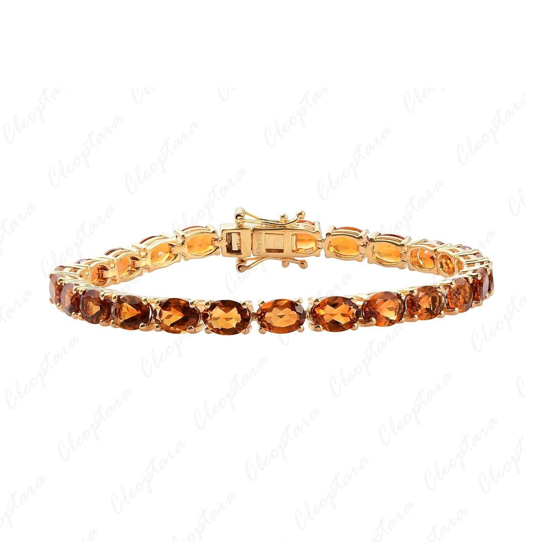 Madeira Citrine Tennis Bracelet, Minimal Oval Cut Citrine Line Chain ...