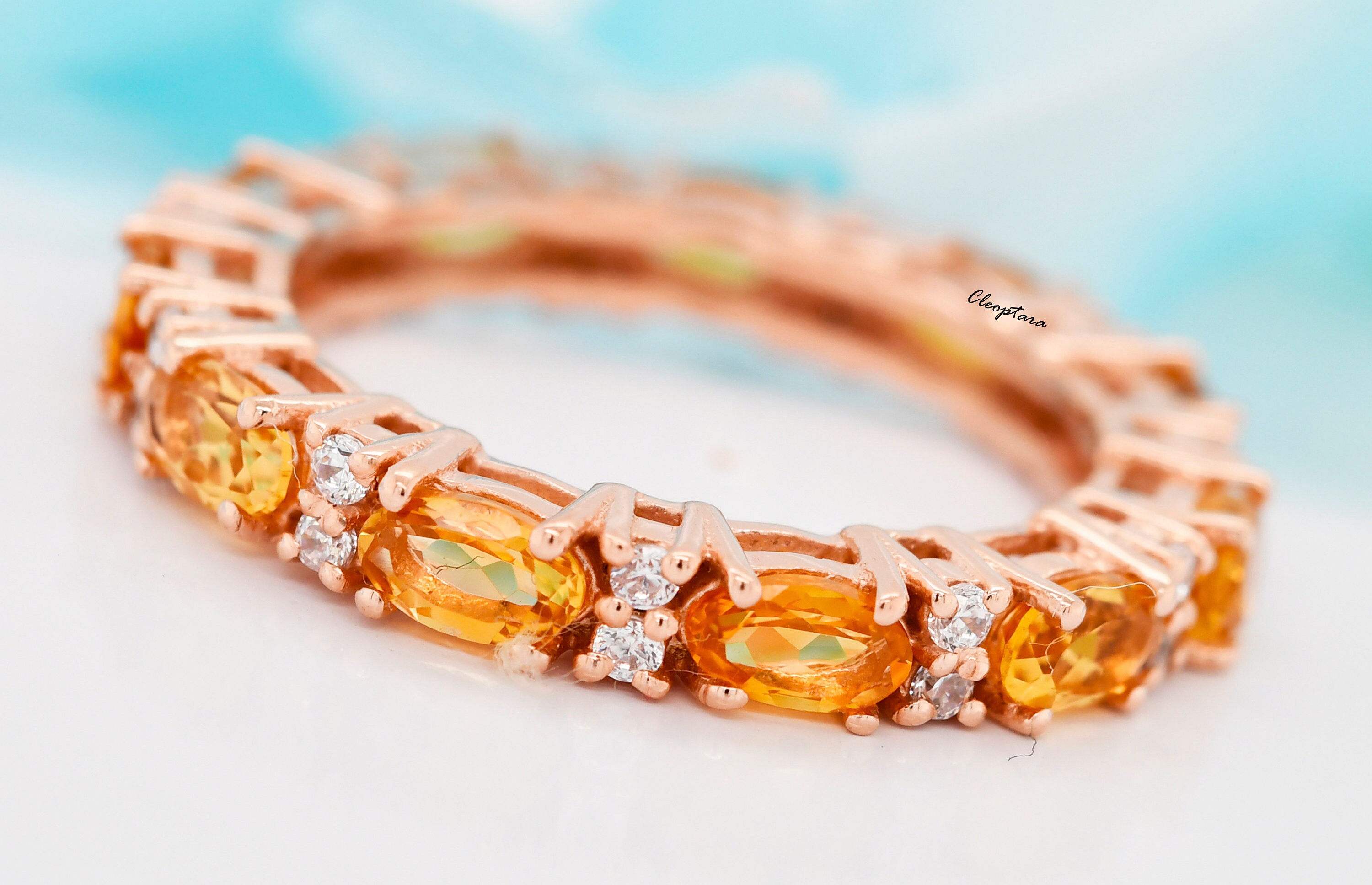 Natural Citrine Full Eternity Band Oval Cut Citrine Wedding - Etsy
