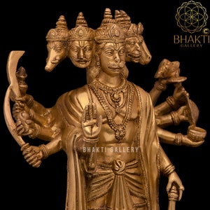 Standing Panchamukhi Hanuman Statue, 36 Cm Big Brass Panchmukhi Hanuman ...