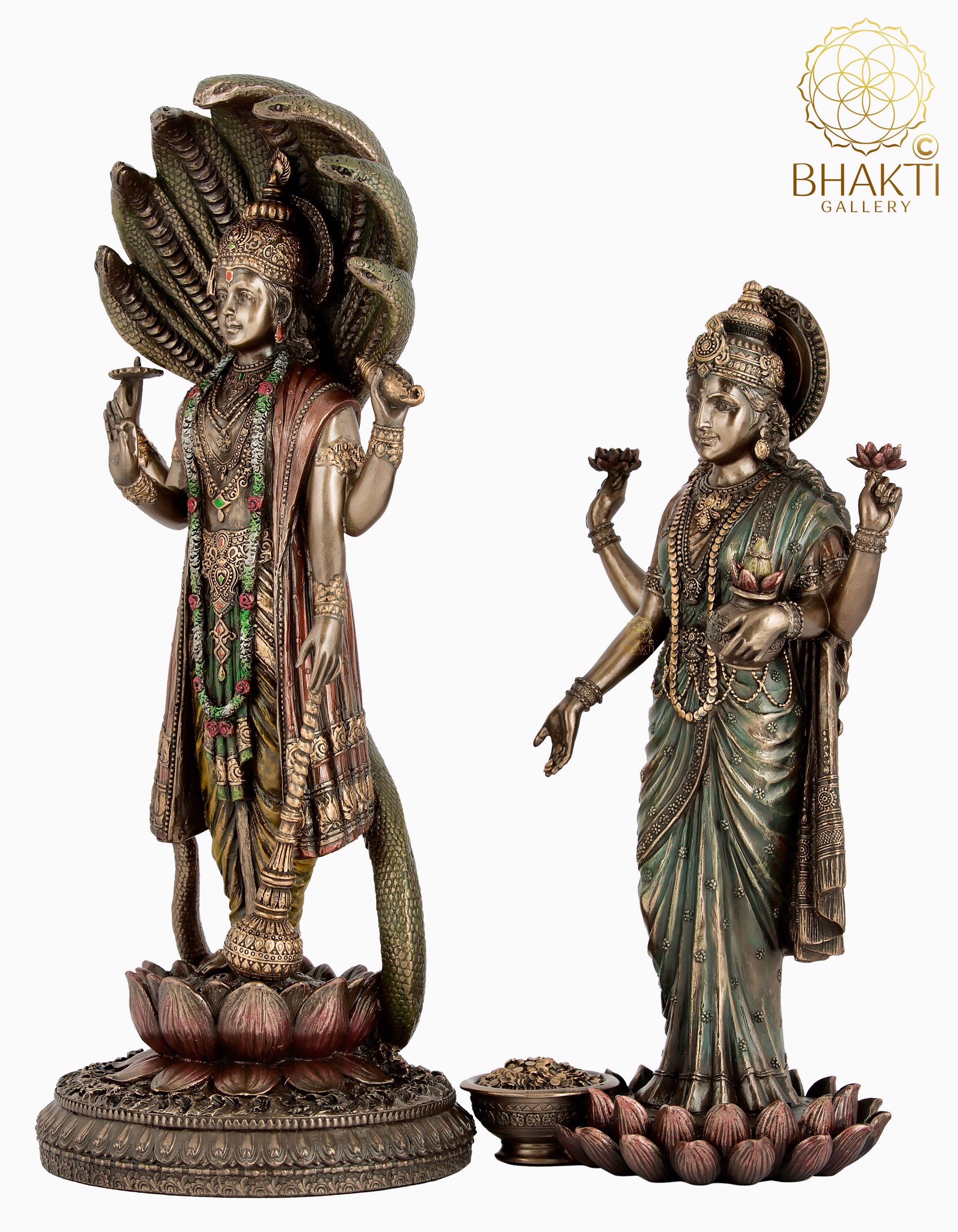 Lakshmi Narayan Idol In Resin Standing Vishnu Lakshmi Statue Laxmi