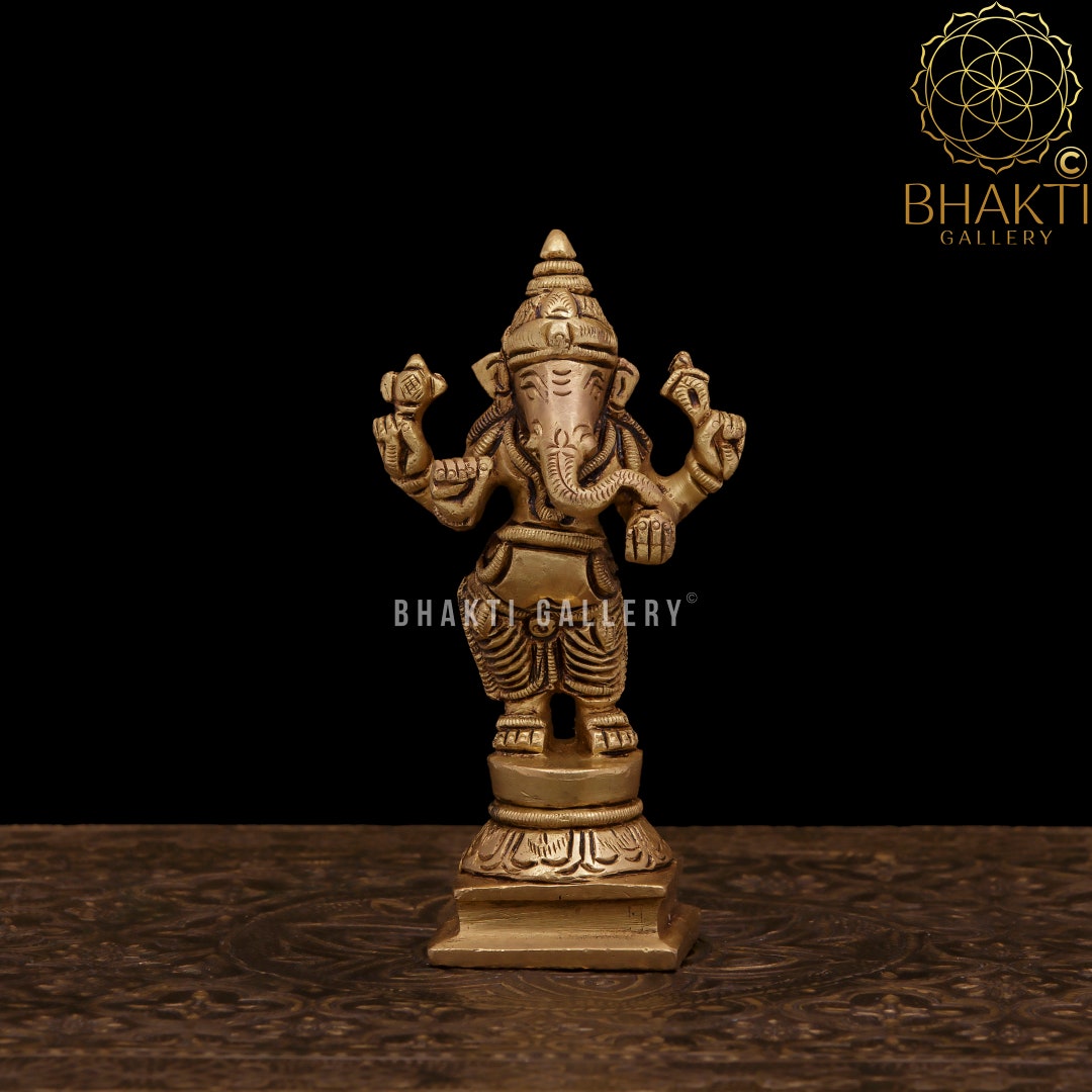 Standing Ganesha Statue Small, 13 Cm Small Size Brass Standing Ganesh ...