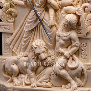 Maa Durga Statue, Bengali Durga, 26 Cm Big Ivory Finish Dust Marble ...