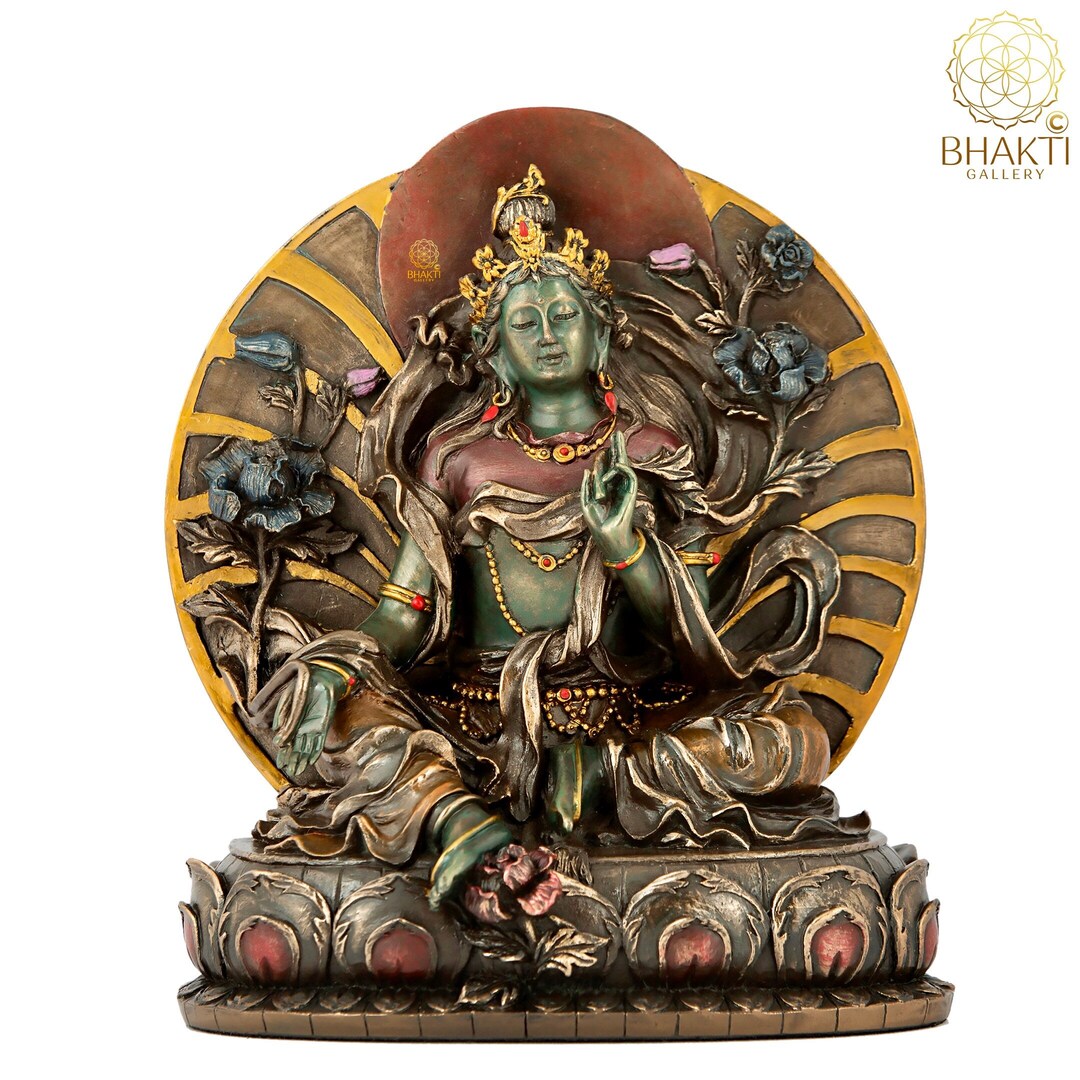 Green Tara Statue, Tara Statue, 15 Cm Bonded Bronze Green Tara Statue ...