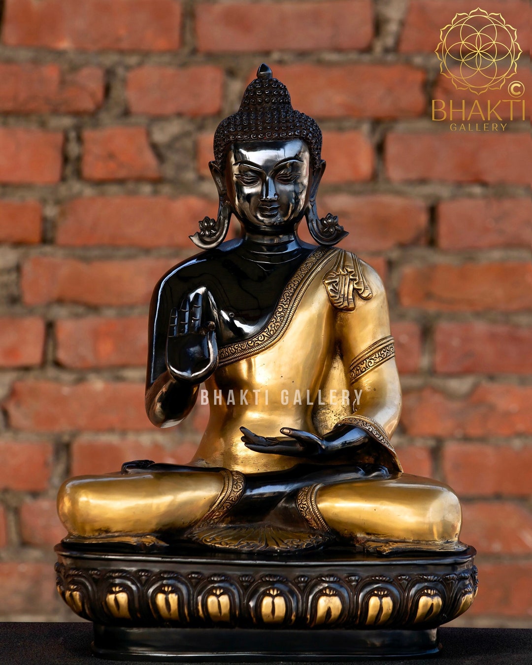 Buddha Statue Large, 56 Cm Big Large Size Black Golden Finish Brass ...