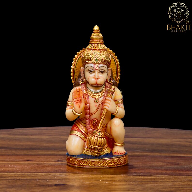 Small Hanuman Statue 14 Cm Small Hand Painted Dust Marble - Etsy
