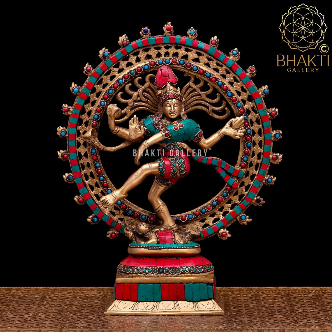 Brass Natraj Statue With Stonework 35 Cm Big Brass Dancing - Etsy