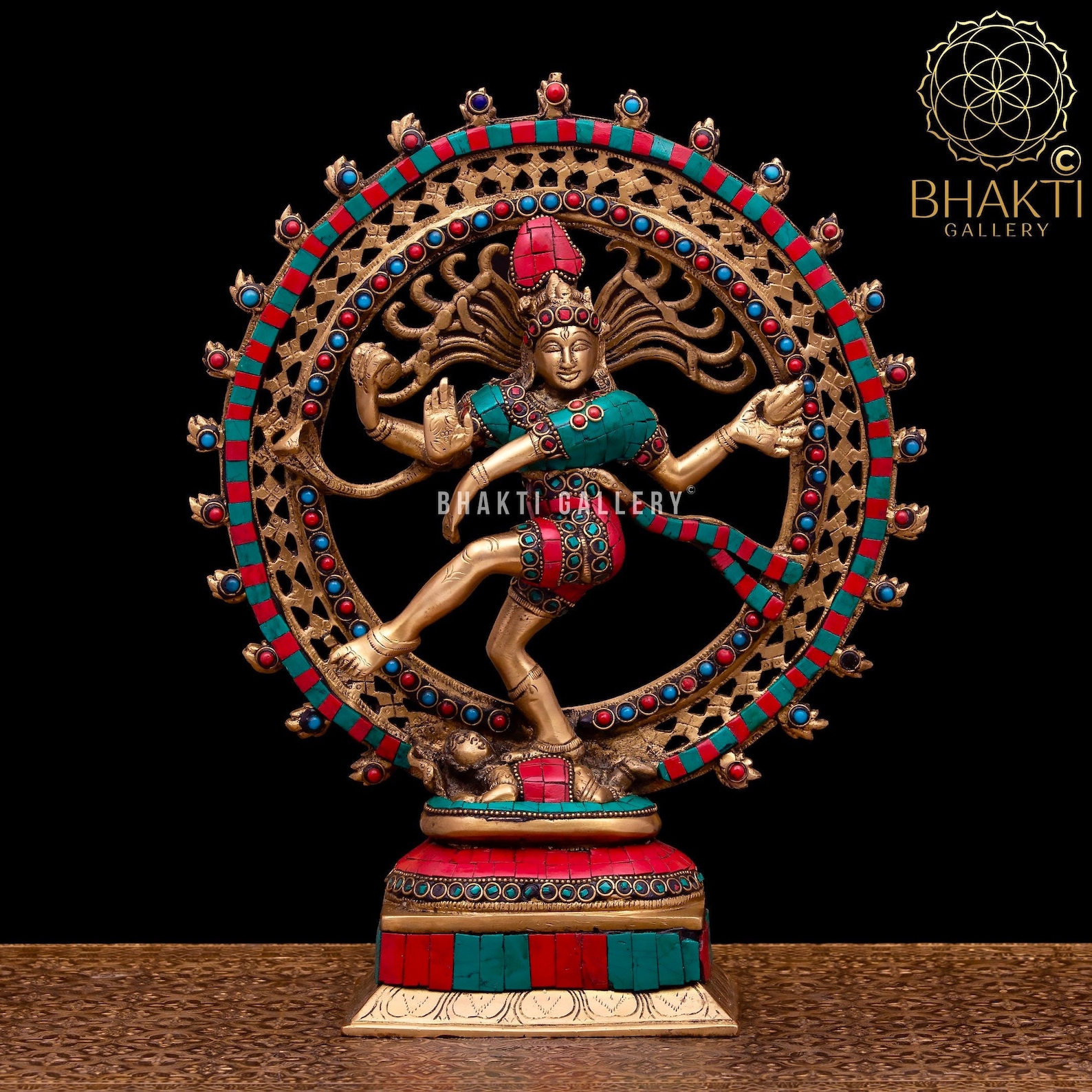 Brass Natraj Statue With Stonework 35 Cm Big Brass Dancing - Etsy