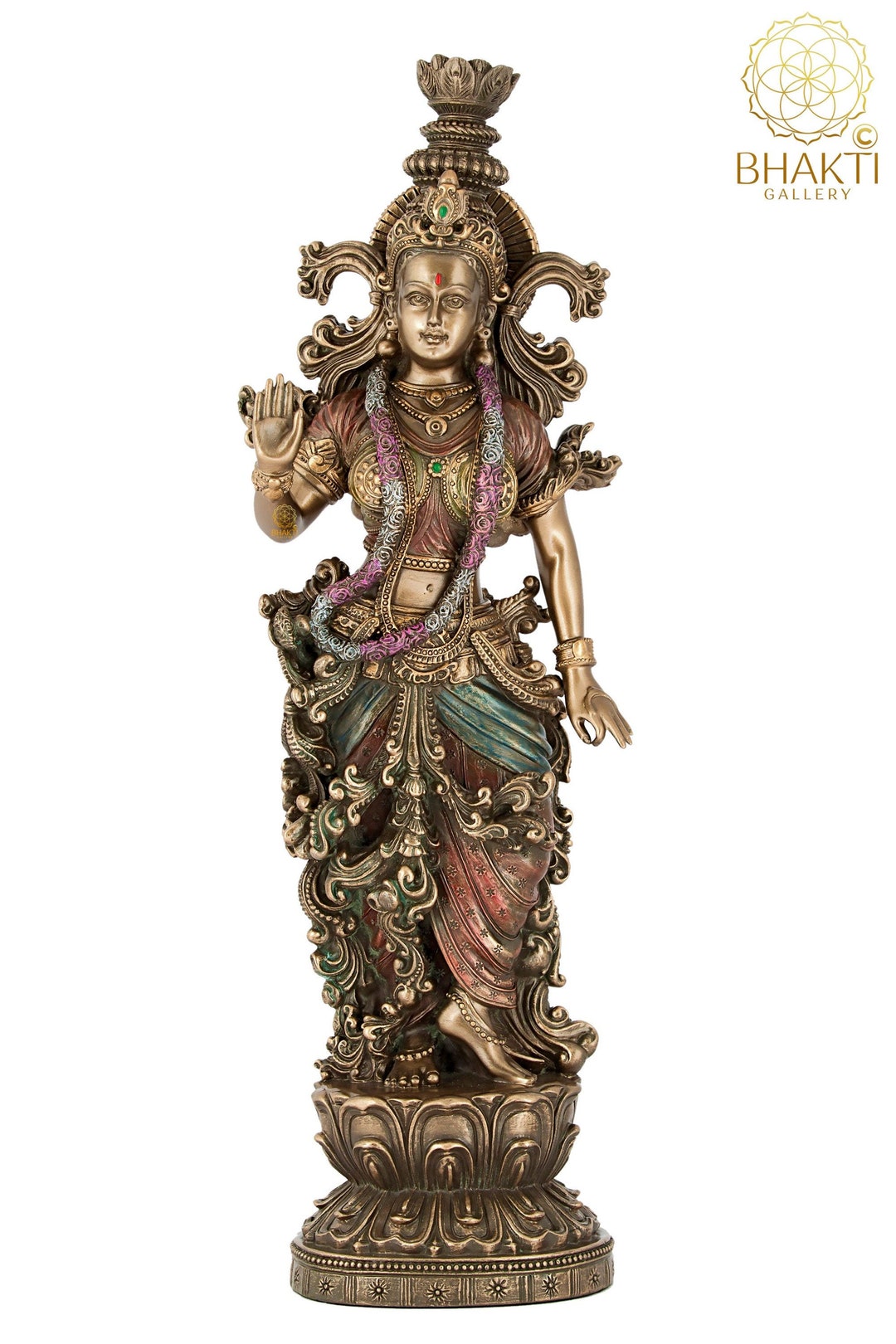 Radha Statue, 37 Cm Bronze Finish Goddess Radha Statue, Indian Lady ...