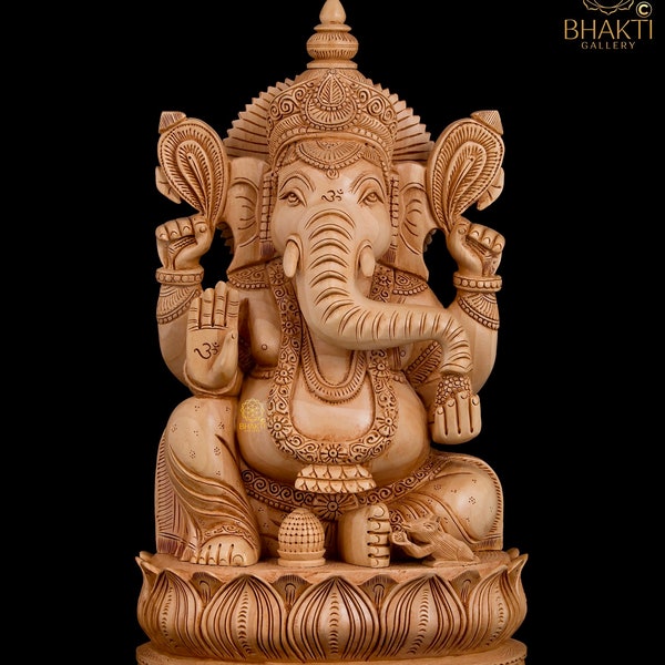 Large Wood Ganesh Statue - Etsy