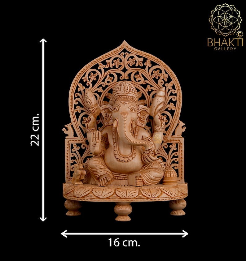 Wooden Ganesha Statue 22 Cm Hand Carved Wooden Ganesh Statue - Etsy