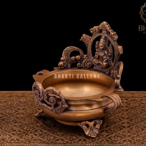 Brass Lakshmi Ganesh Urli Set of 2, 20 Cm Small Bronze Finish Brass ...