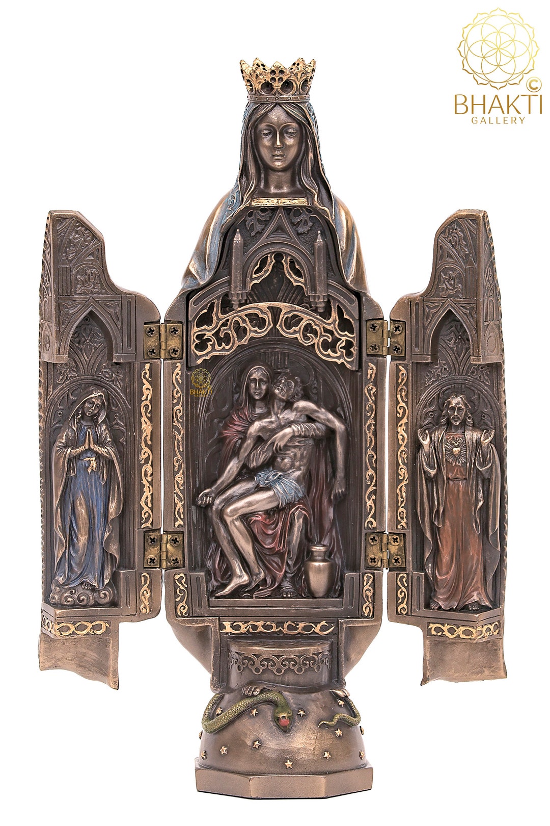 Mother Mary Statue Figurine, Triptych Sculpture of Pieta, Virgin Mary ...