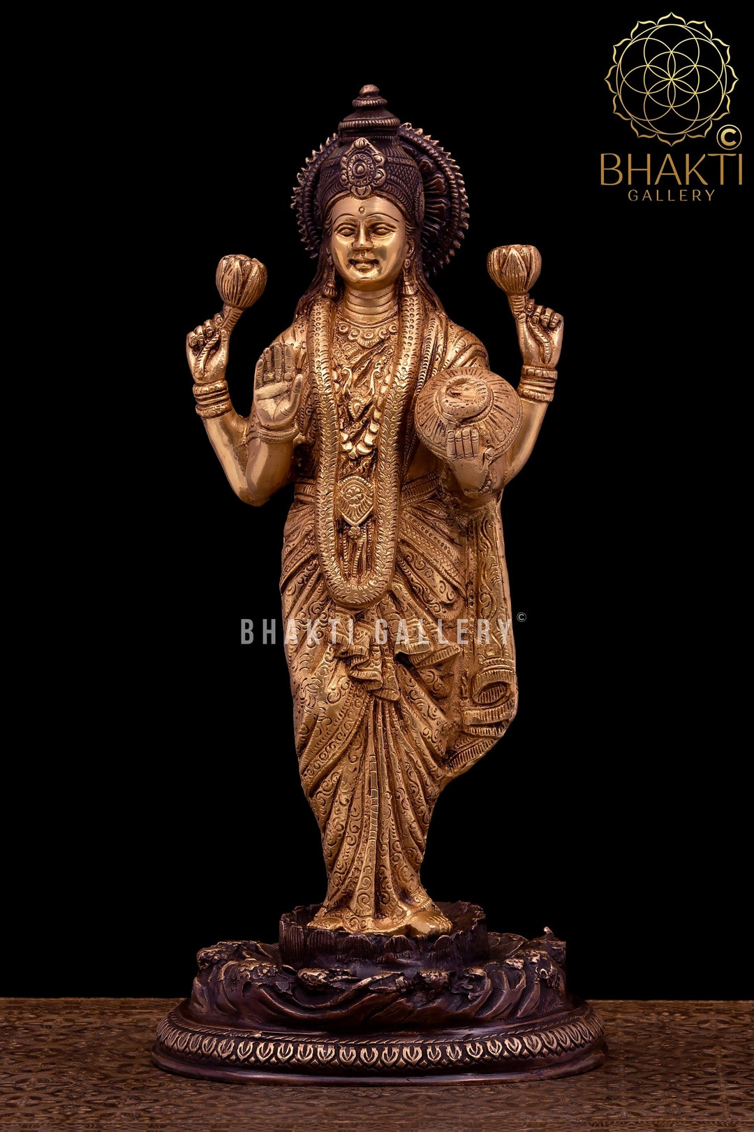Brass Standing Lakshmi Statue, 37 Cm Big Brass Standing Laxmi Statue ...