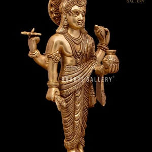 Brass Dhanvantari Statue, 38 Cm Big Brass Dhanvantri Idol, Dhanwantri ...