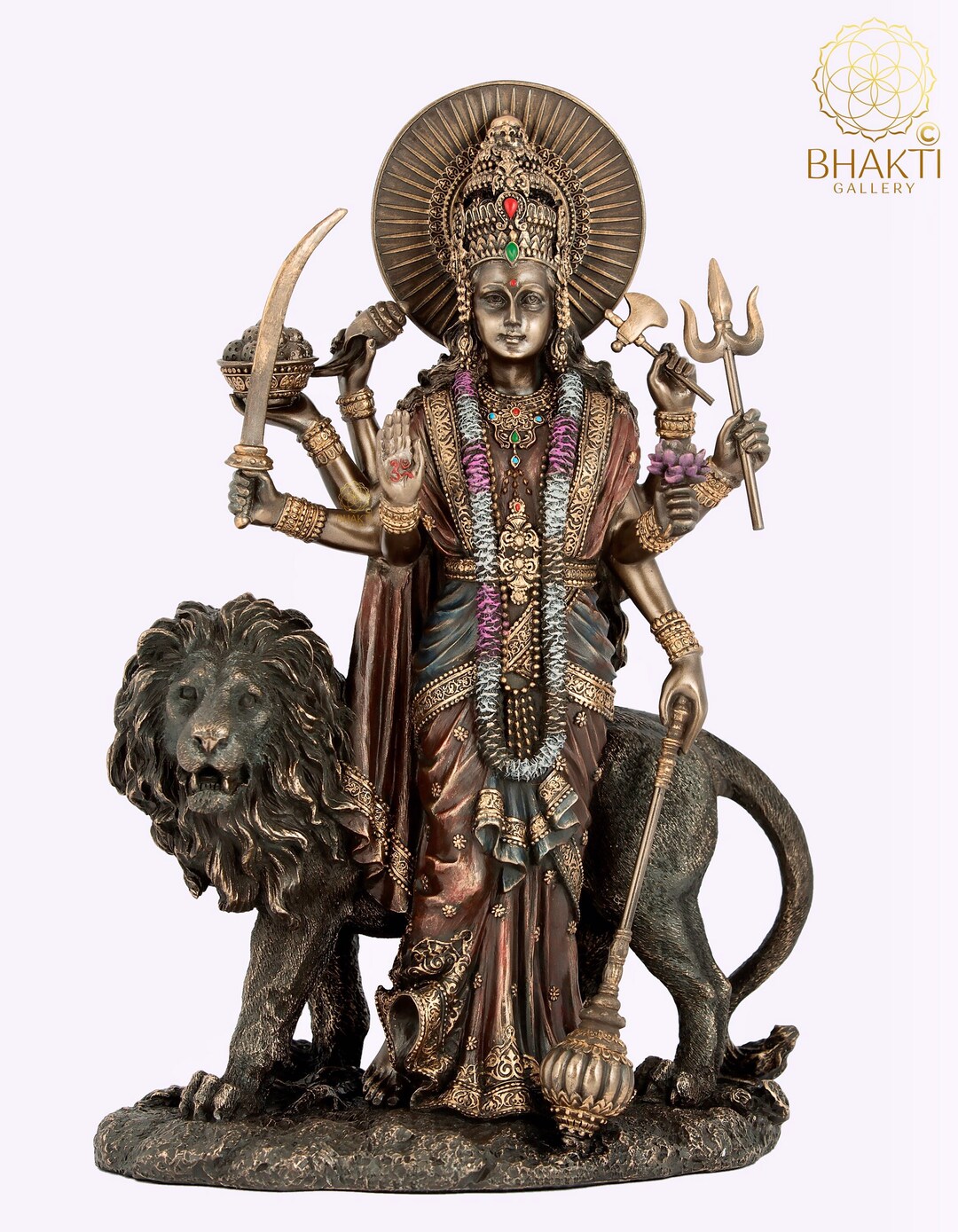 Maa Durga Statue With Lion, 28 Cm Bonded Bronze Durga Statue, Sherawali ...