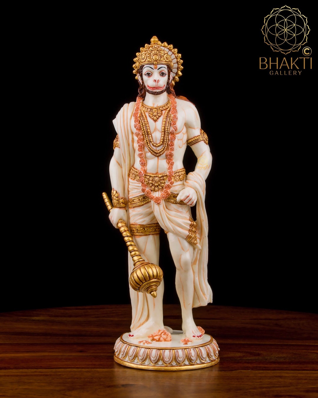 Standing Hanuman Statue, 26 Cm Hand Painted Cultured Marble Lord ...